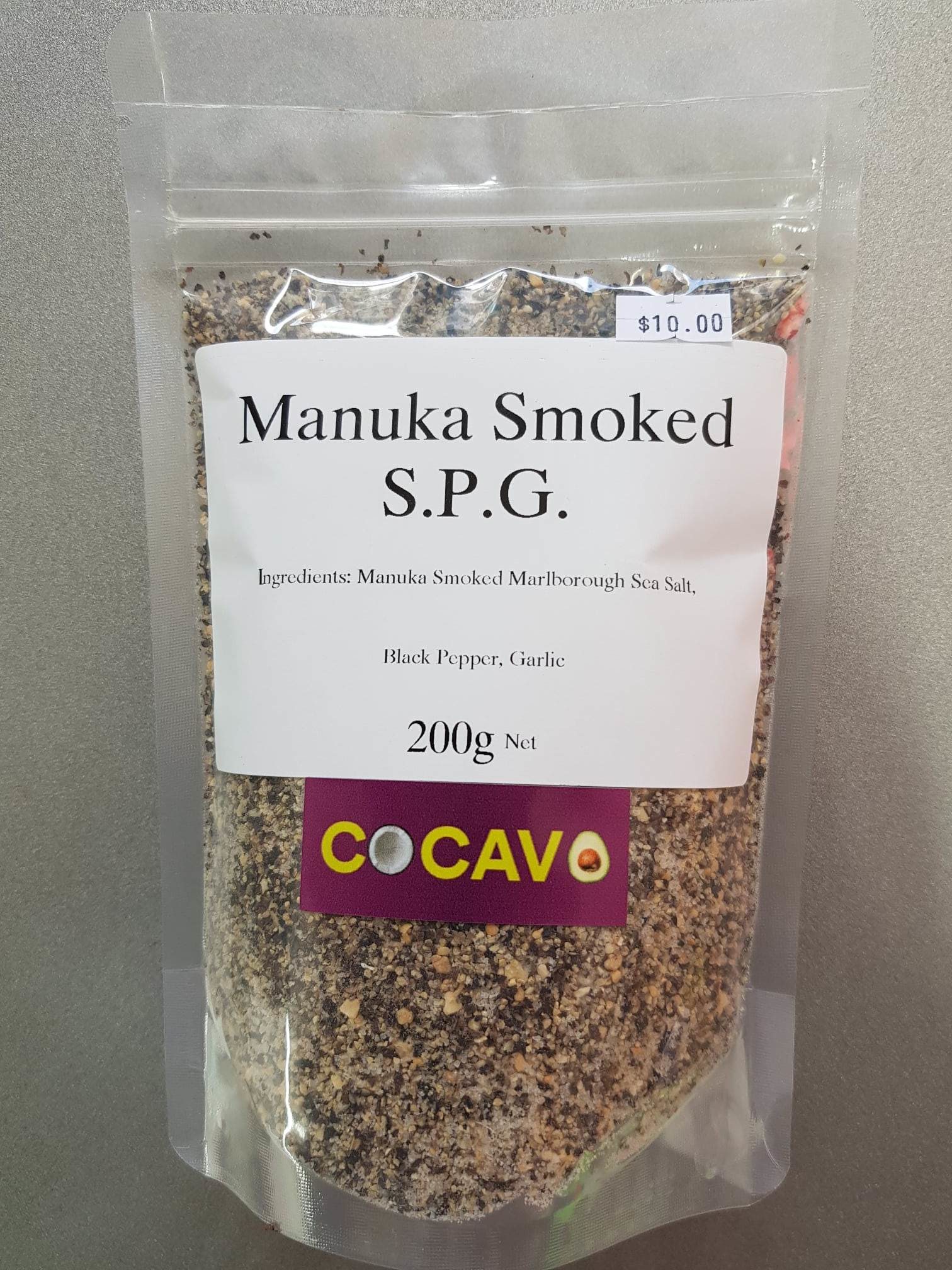 Smoked S.P.G. (Manuka Smoked Sea Salt, Black Pepper, Garlic) 200g - Cocavo